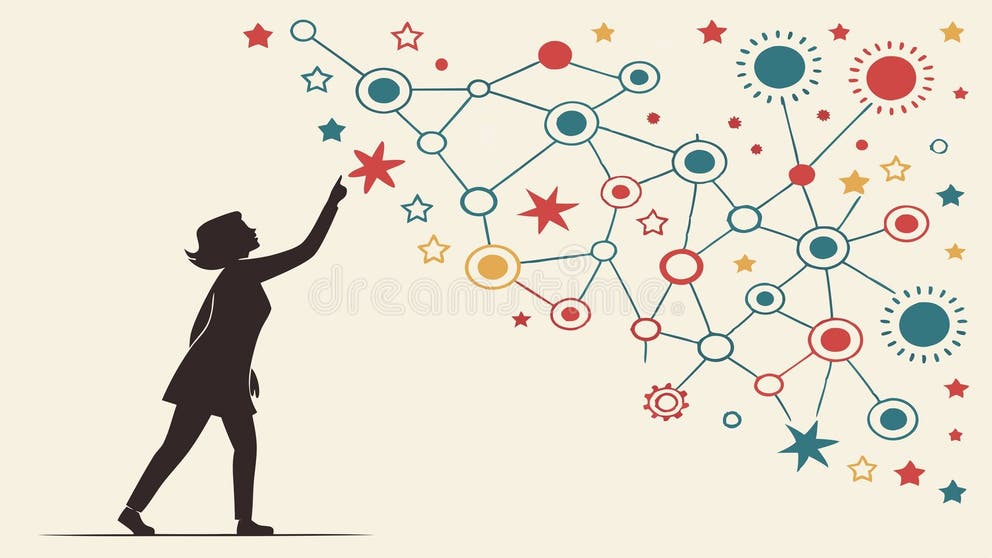 Connecting Abstract Points In A Complex Network Structure Vector Design Generative Ai Stock