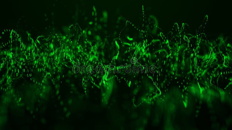 Connecting Background Dots and Lines. Matrix Green Numbers. Artificial ...
