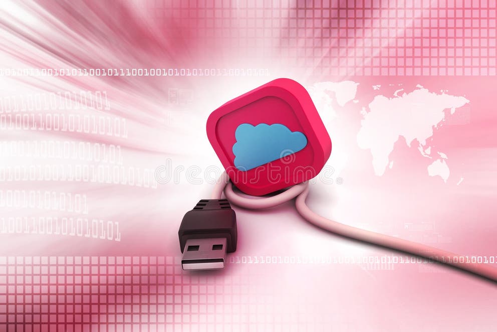 Connecting Cable with Cloud Stock Illustration - Illustration of ...