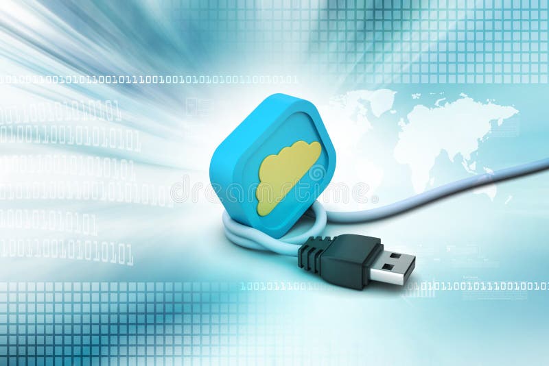 Connecting Cable with Cloud Stock Illustration - Illustration of ...