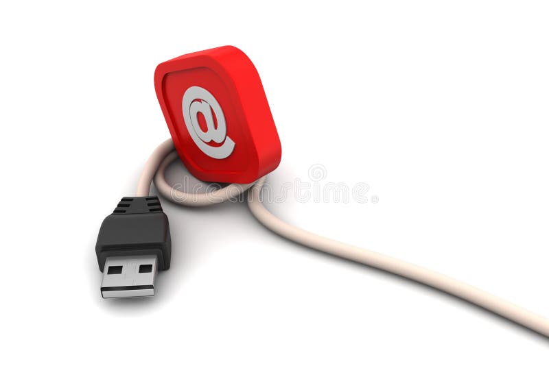 Connecting Cable with E Mail Sign Stock Illustration - Illustration of ...