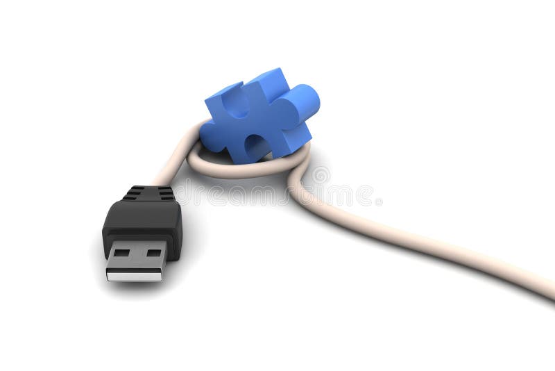 Connecting Cable with Puzzle Stock Illustration - Illustration of ...