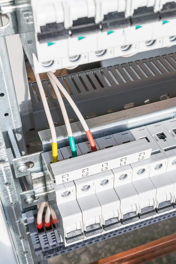 Connecting Cables with Cable Lugs To Circuit Breakers. Stock Image ...