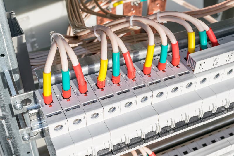 Connecting Cables with Cable Lugs To Circuit Breakers. Stock Photo ...