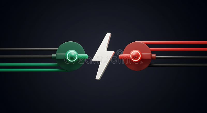 Connecting Cables with Lightning Bolt Visualizing Power Transfer Stock ...