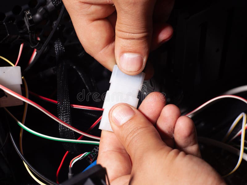 Connecting Computer Cables To the Hard Drive and Motherboard Stock ...