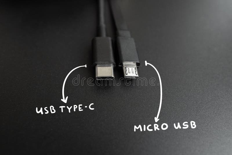 Connecting Cables Usb Type C and Micro Wires. Popular and Old ...
