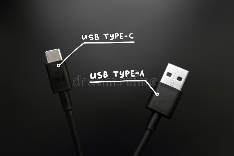 Connecting Cables Usb Type C and Type a Wires. Popular Technological ...