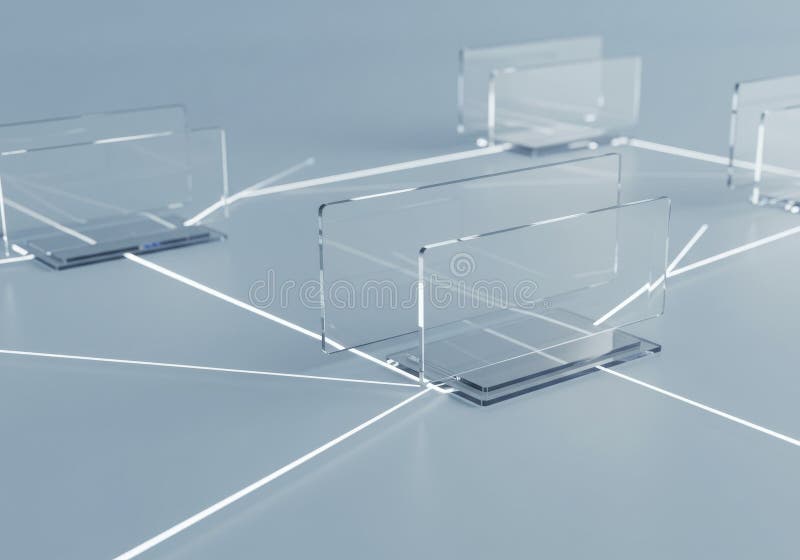 Connecting Clear Displays with Glowing Lines for Network Concept Stock ...