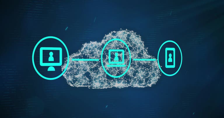 Connecting Devices in Digital Cloud Network, Showcasing Modern ...