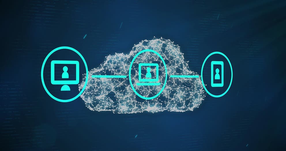 Connecting Devices in Digital Cloud Network, Showcasing Modern ...