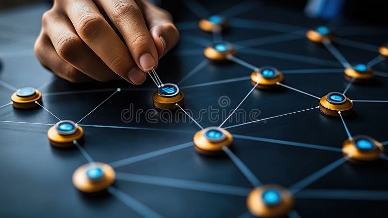 Connecting digital nodes stock illustration. Illustration of global ...