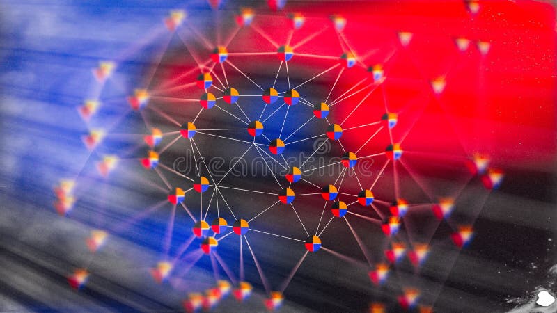 Connecting Dots and Lines Black Red and Blue Blurred Background Image ...