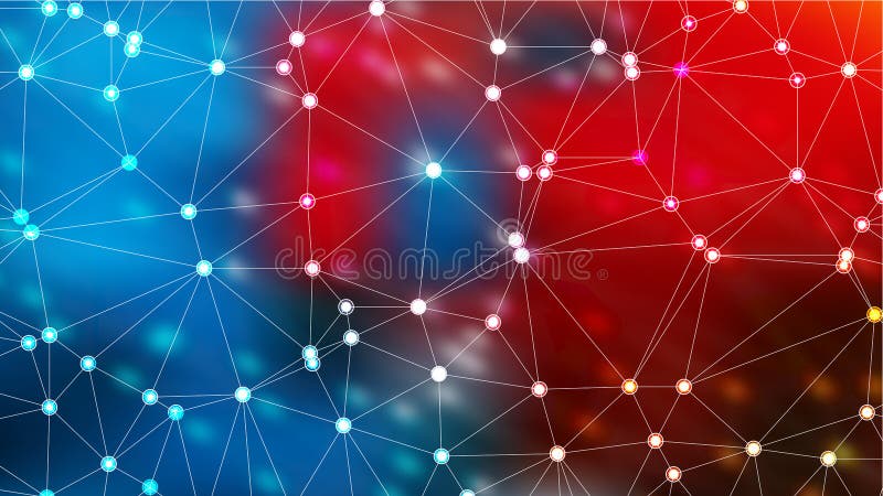 Connecting Dots and Lines Red and Blue Abstract Background Stock Vector ...