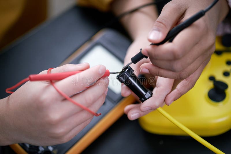 Connecting Electrical Components Using Multimeter Probes Stock Image - Image of learning ...