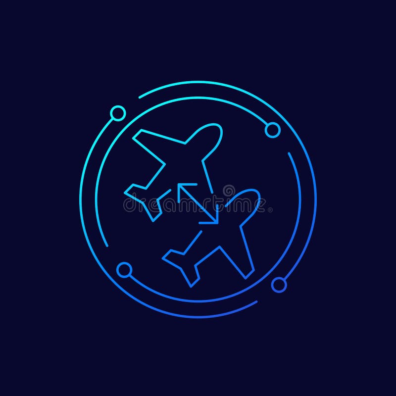 Connecting Flight, Transit Line Vector Icon Stock Vector - Illustration ...