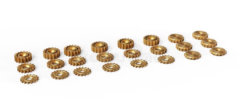 Connecting Gears on White 3d Render Stock Illustration - Illustration ...