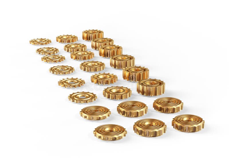 Connecting Gears on White 3d Render Stock Illustration - Illustration ...