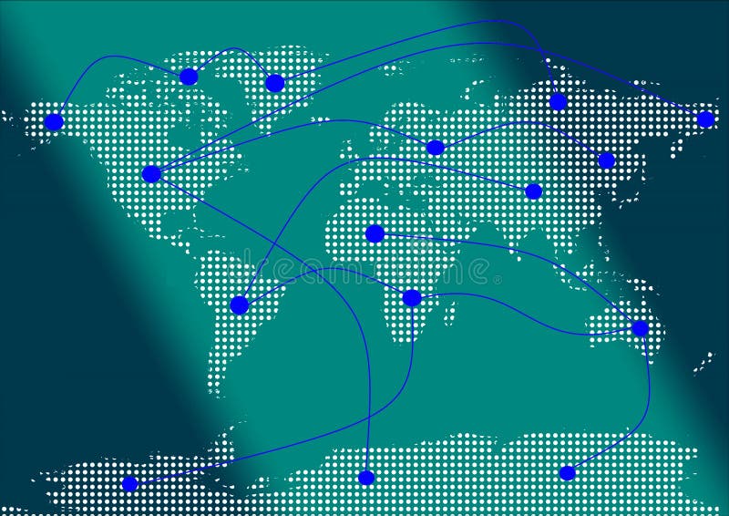 Connecting the Globe World Map Global Connection Blue Version Stock ...