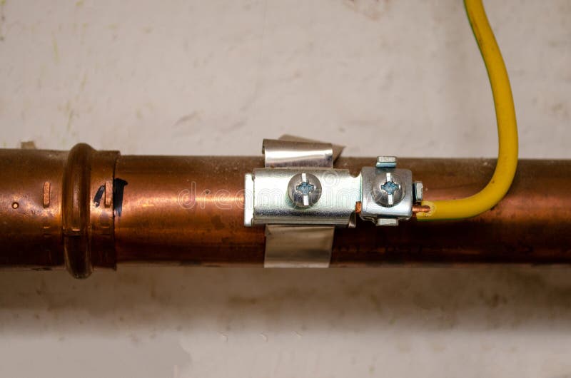 Connecting the Ground Wire To the Copper Pipe Stock Photo - Image of ...