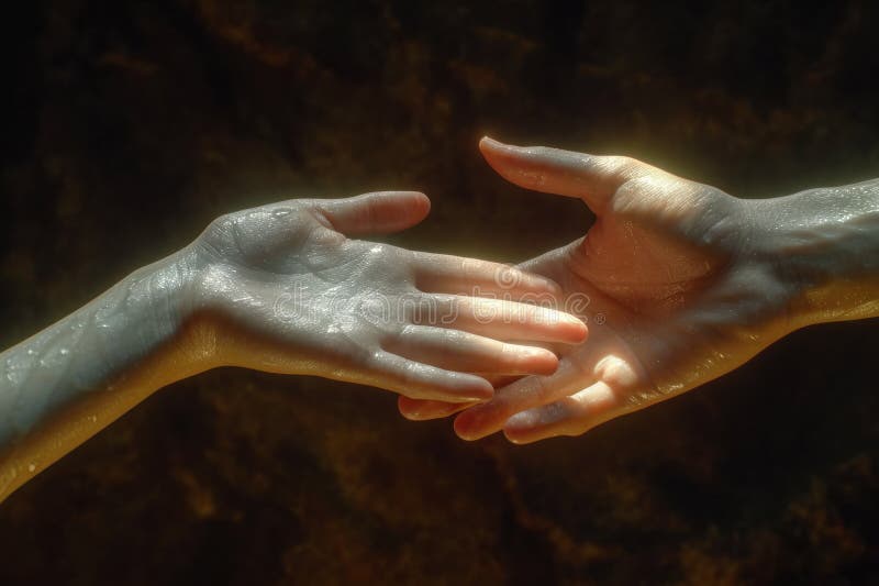 Connecting Hands with Ethereal Light. Stock Photo - Image of ...