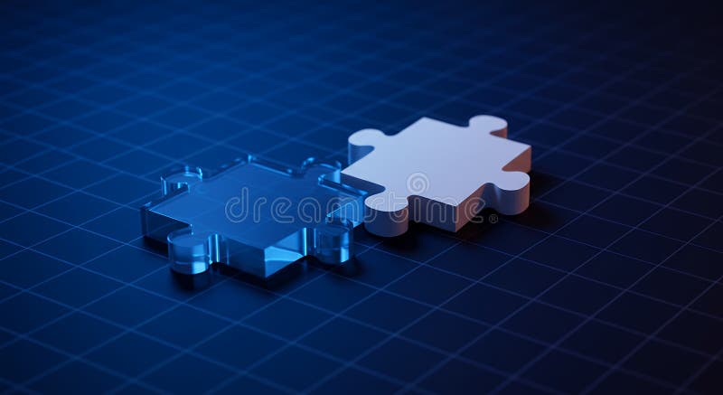 Connecting Ideas: Crystal & White Jigsaw Puzzle Pieces on a Grid ...