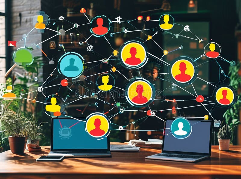 Connecting Internet Online Social Media Social Network Concept Stock ...