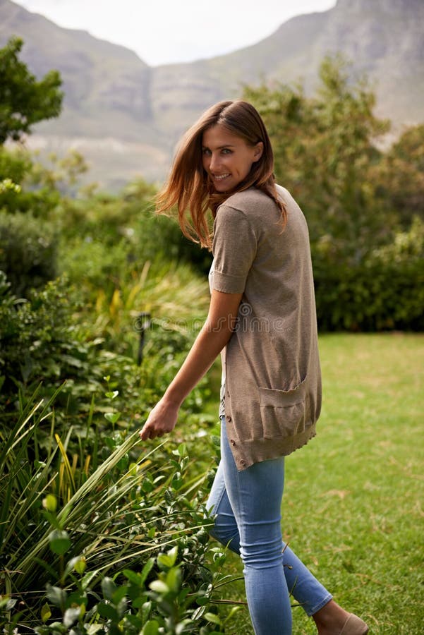 Connecting with Nature. a Beautiful Young Woman Walking in Her. Stock ... Connecting with Nature. a Beautiful Young Woman Walking in Her. Stock ...