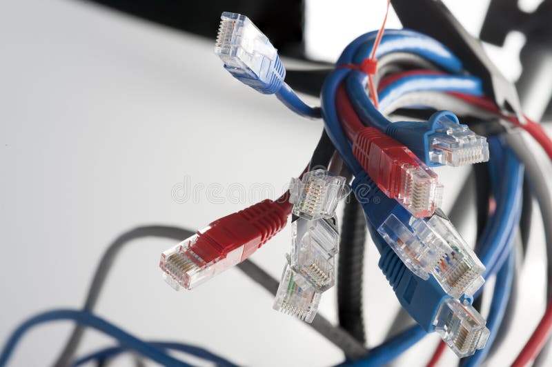 Network Cables RG-45 Network Connection Connectors Close-up Stock Photo ...