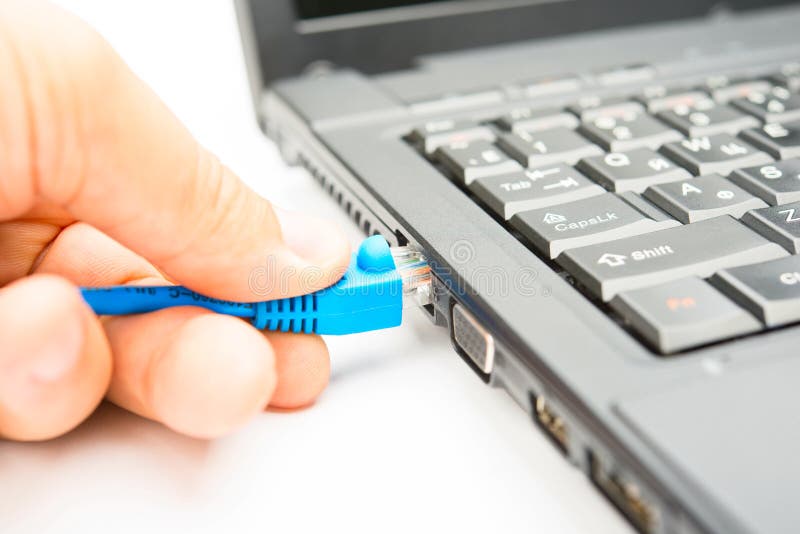 Connecting notebook to www stock image. Image of hand - 25790563