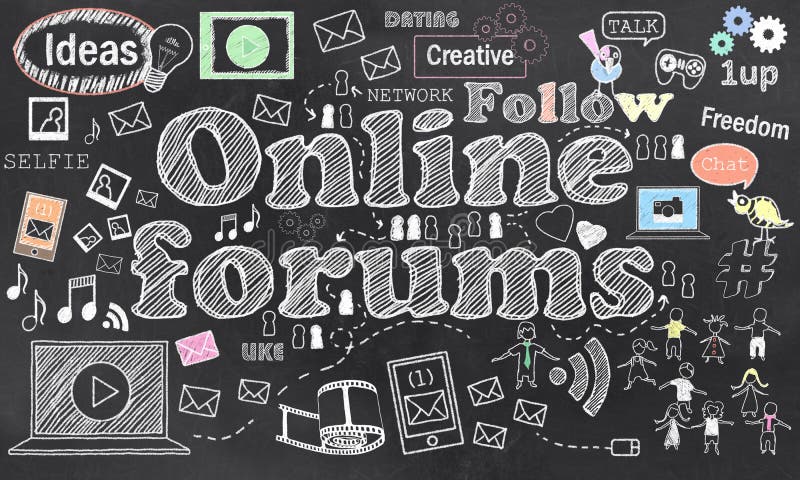 Connecting in Online Forums Stock Illustration - Illustration of ...