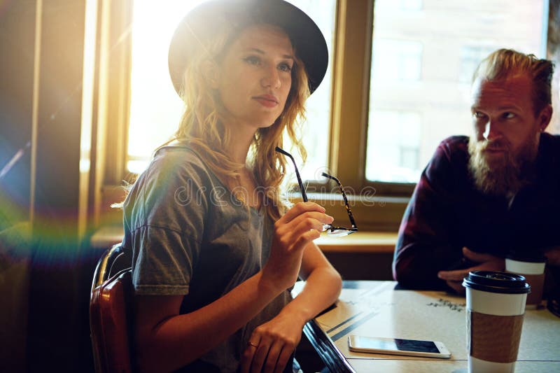 Connecting Over Coffee. a Hipster Couple in a Coffee Shop. Stock Image ...