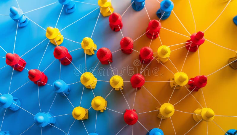 Connecting People with Red, Yellow, and Blue Sick People Stock ...