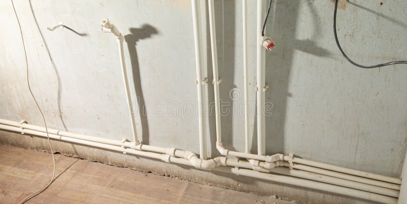 Connecting Plastic Pipe. Installing Water Heating Radiator Stock Photo ...