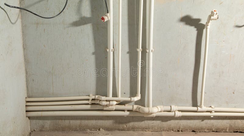 Connecting Plastic Pipe. Installing Water Heating Radiator Stock Photo ...