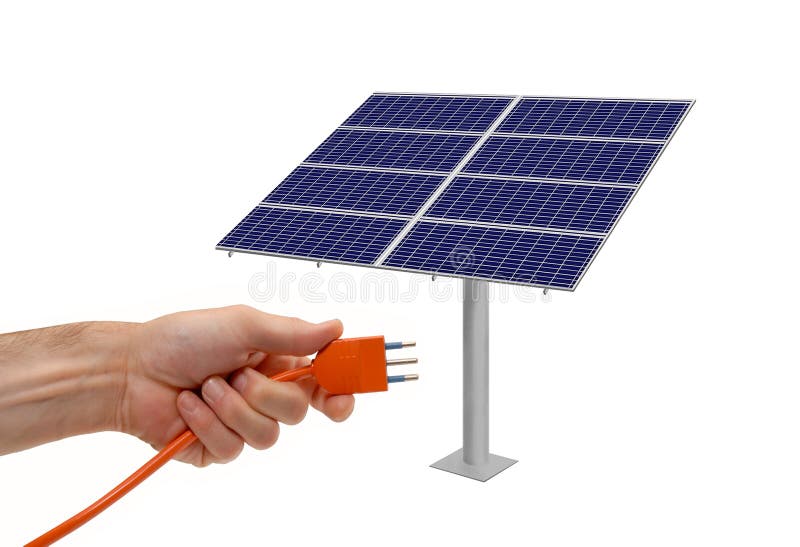Connecting a Plug on Solar Panel Cell Stock Photo - Image of idea ...