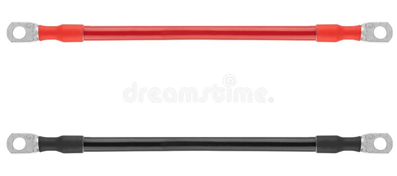 Connecting Power Cable with Reliable Terminals, on White Background in ...