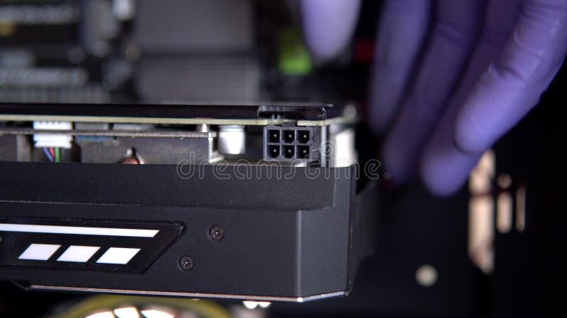 Connecting the Power Plug of the Video Card of a Personal Computer ...