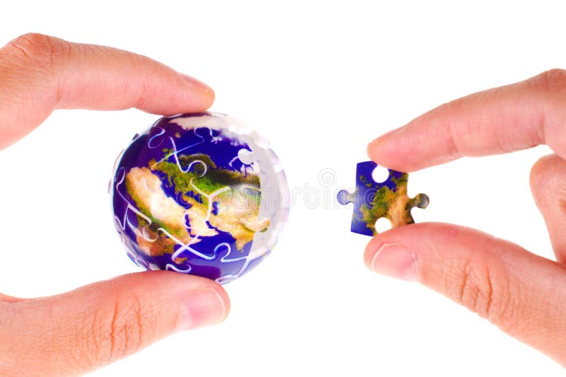 Connecting Puzzle Piece To Globe Stock Photo - Image of environmental ...