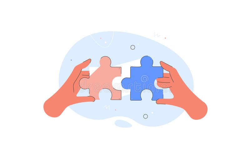 Connecting Puzzle Pieces. Two Hands Building Relationship. Support ...