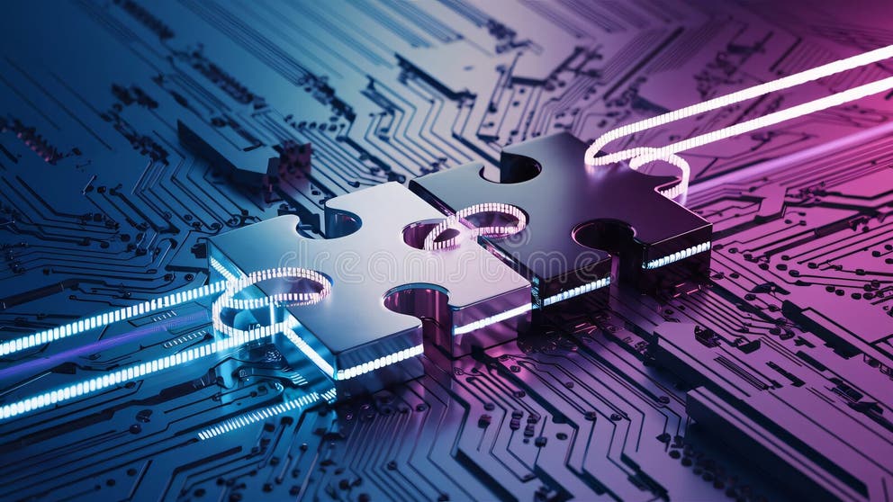 Connecting Puzzle Pieces on Circuit Board, High Quality Image Stock ...