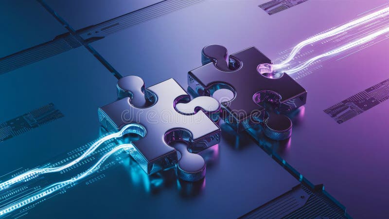 Connecting Puzzle Pieces, Digital Data Integration High Quality Image ...