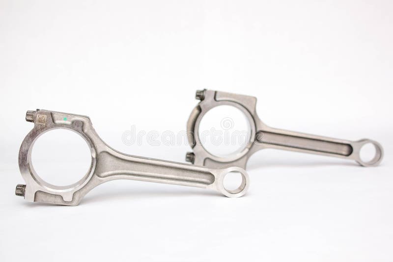 Connecting Rod from a Car Engine Isolated on White. Stock Image - Image ...