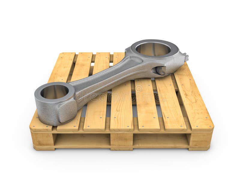 Connecting Rod on Wooden Pallet on White Backgound Stock Image - Image ...