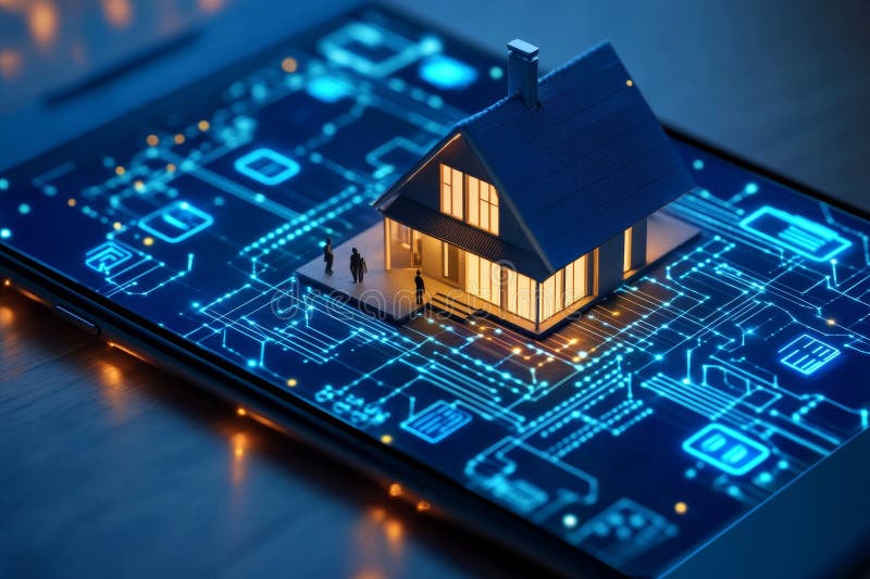Connecting Smart Home Technology To Mobile Devices Stock Photo - Image ...