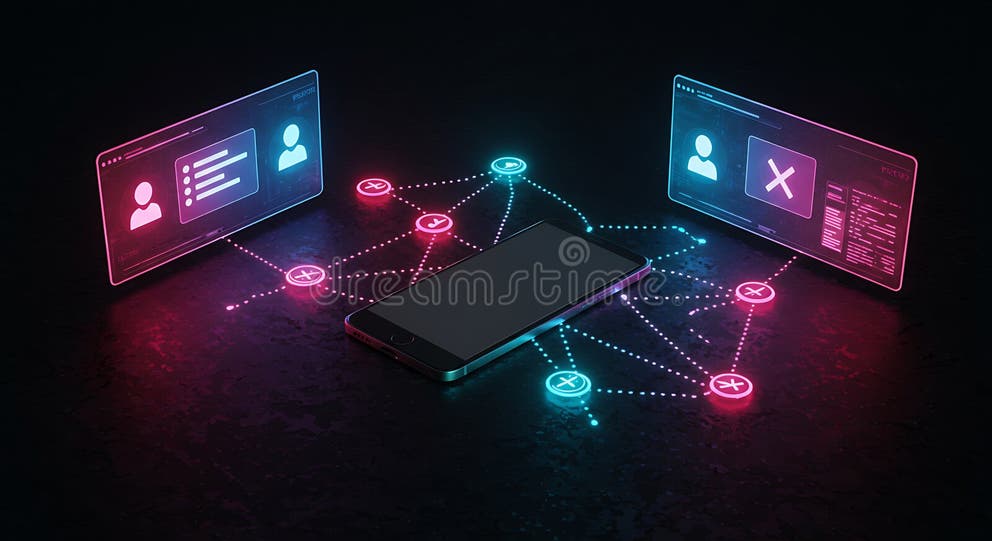 Connecting Smartphone To Digital Network and User Interfaces Stock ...