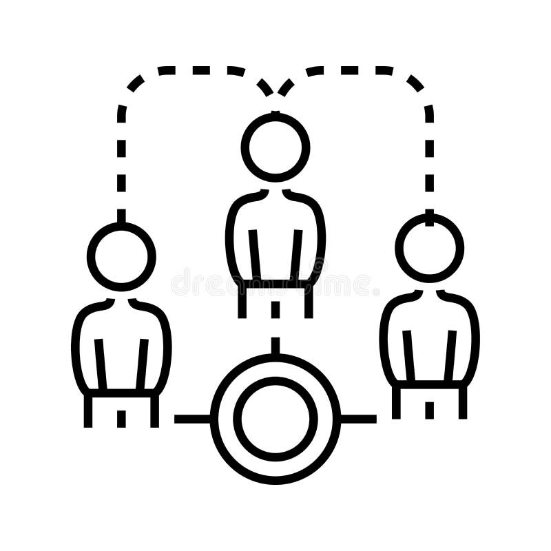 Connecting Staff Line Icon, Concept Sign, Outline Vector Illustration ...