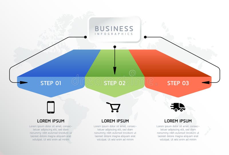 Connecting Steps Infographic Template with 3 Elements Stock Vector ...