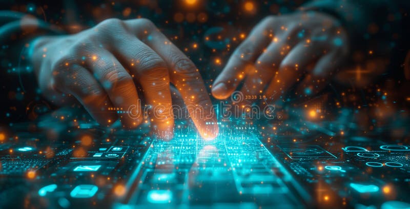 Connecting through Technology: Holographic Contacts on Phone Stock ...