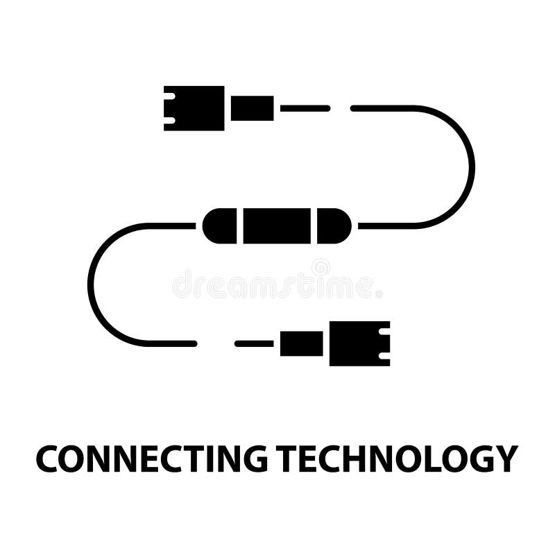 Connecting Technology Icon, Black Vector Sign with Editable Strokes ...